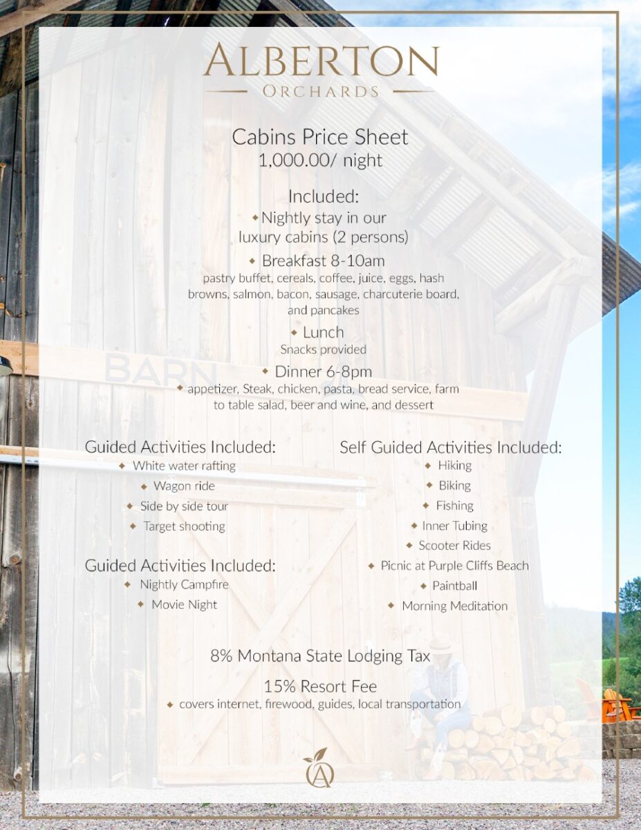 Montana Vacation Cabins | All-Inclusive | Alberton Orchards